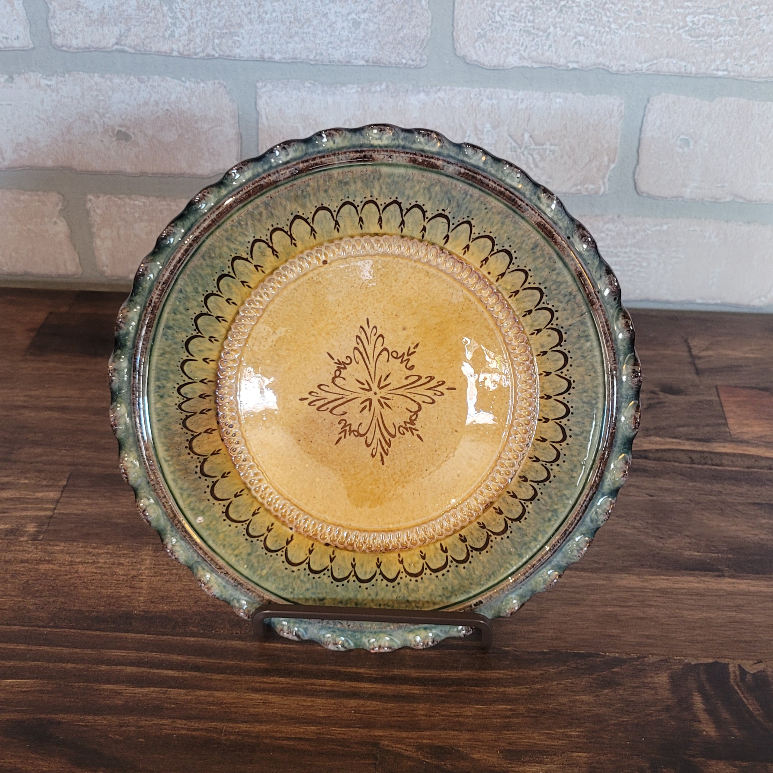 Vintage Ceramic Small Decorative Plate - Green and Yellow | The Farmhemian